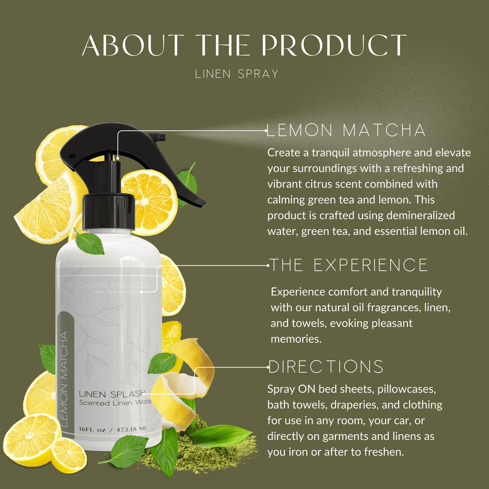 Lemon Matcha Linen Spray – Divina Esencial